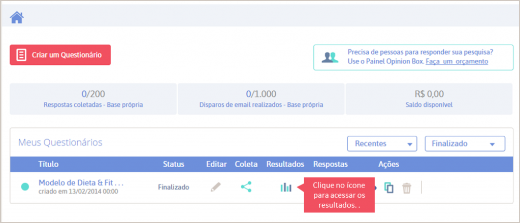 Acessar resultados - Central de Ajuda | Opinion Box